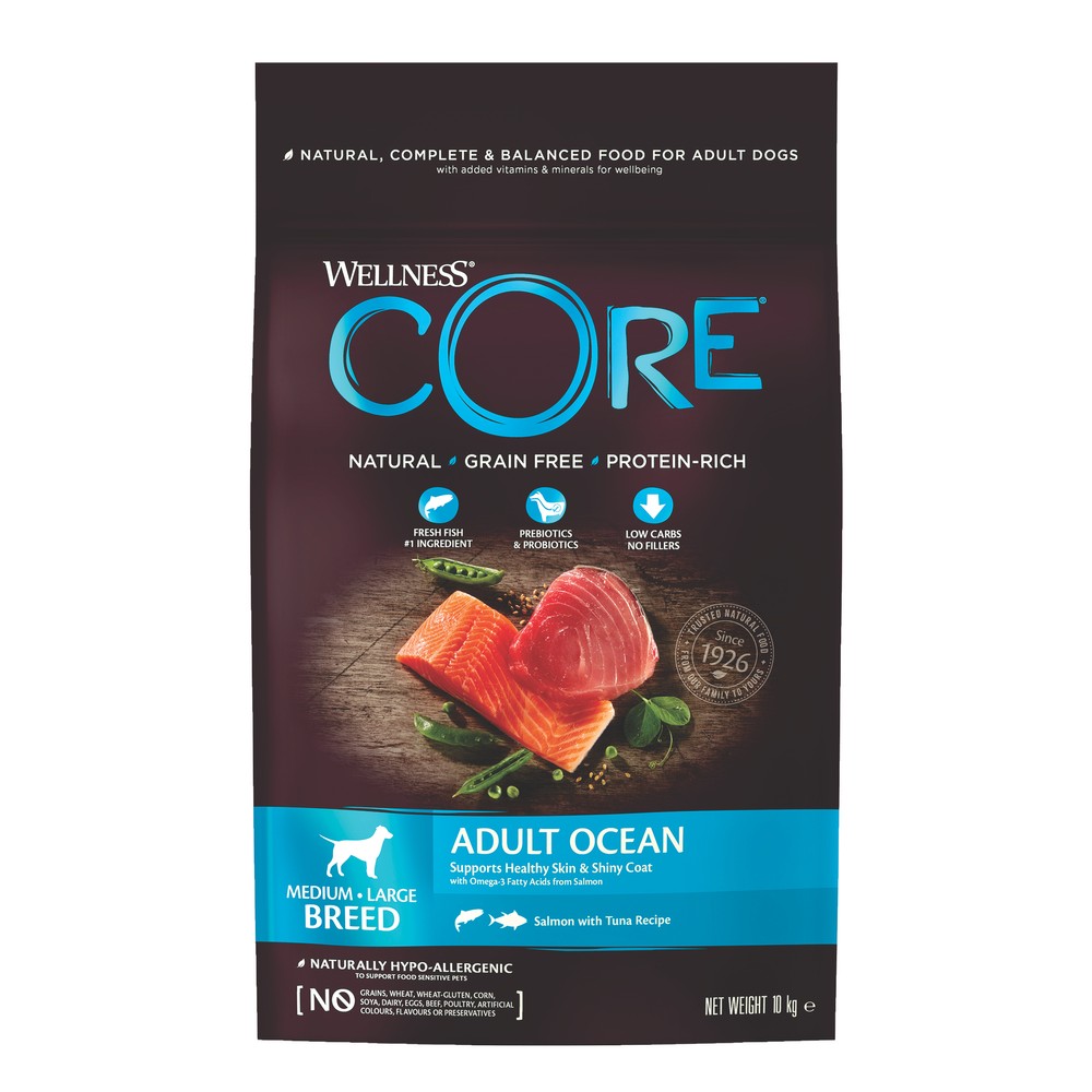 Wellness CORE Ocean Fish Salmon and Tuna Grain Free Adult Dry Dog Food ...