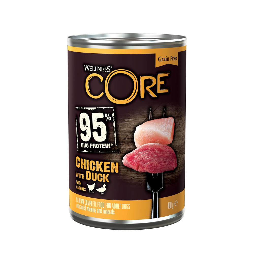 Wellness Core Wet Dog Food Can 95% Chicken and Duck with Carrots 6 x ...