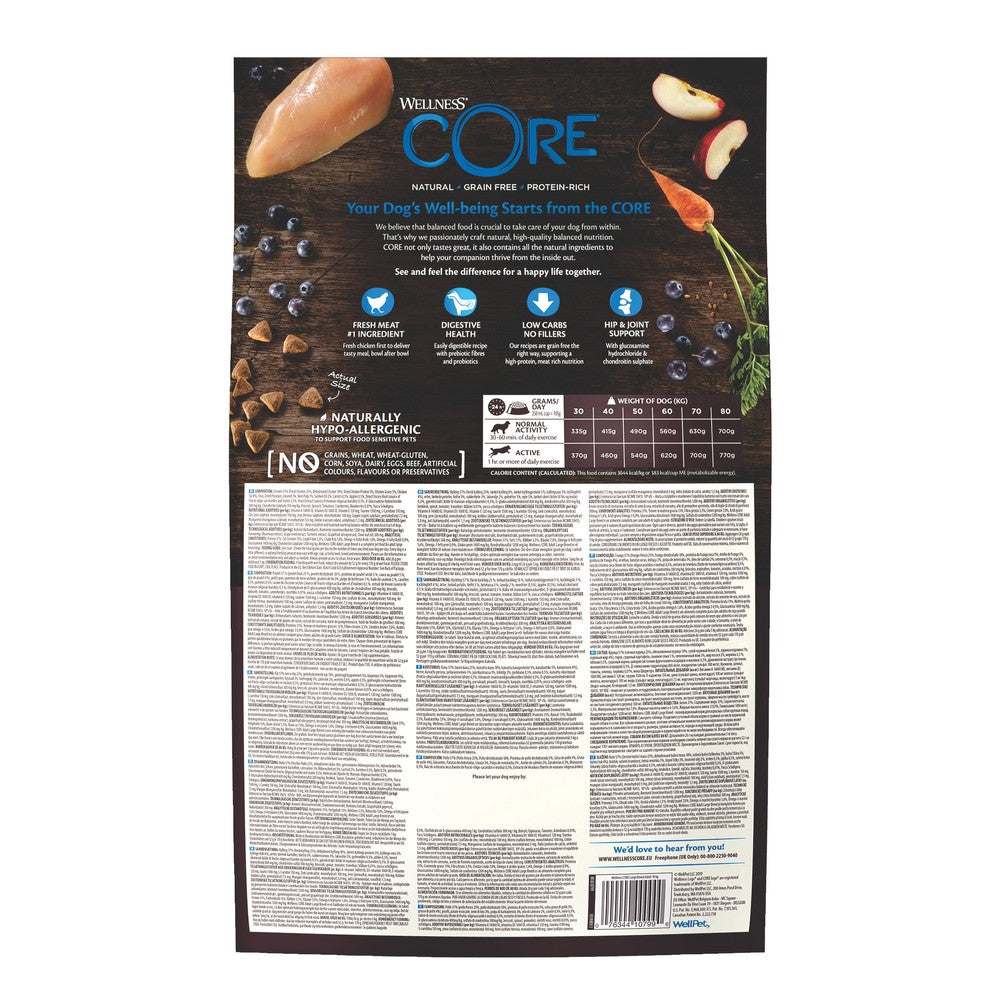 Wellness CORE Large Breed Chicken Grain Free Dry Adult Dog Food 10kg ...